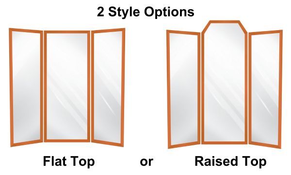 WM1624 - Ornate - Gold, Silver & Red - Custom 3 Panel Mirror - Flat Top or Raised Top